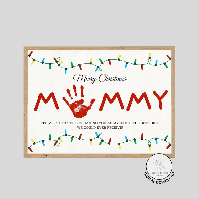 Mom Handprint Christmas Craft, Merry Mommy Holiday Art Print, Toddler ...