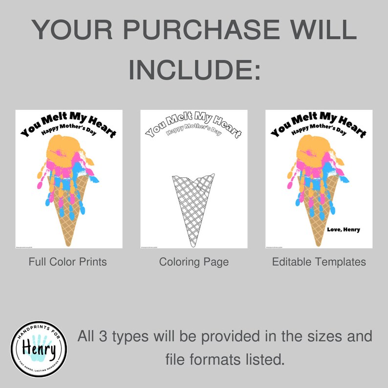 Mother's Day Ice Cream Handprint Craft, Spring Art Activity Toddlers ...