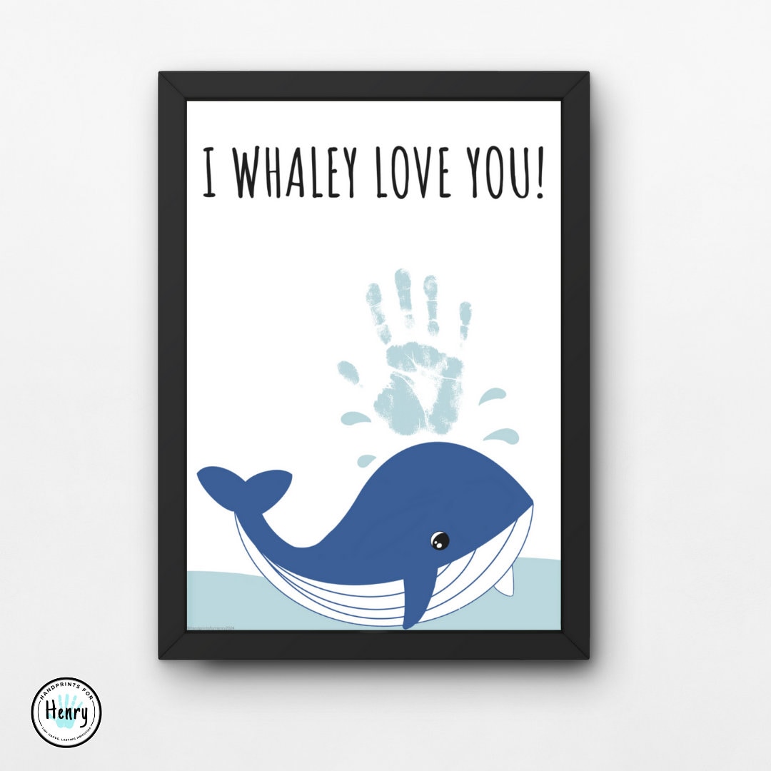 Father's Day Whale Handprint Art Craft Activities for Kids, I Whaley ...