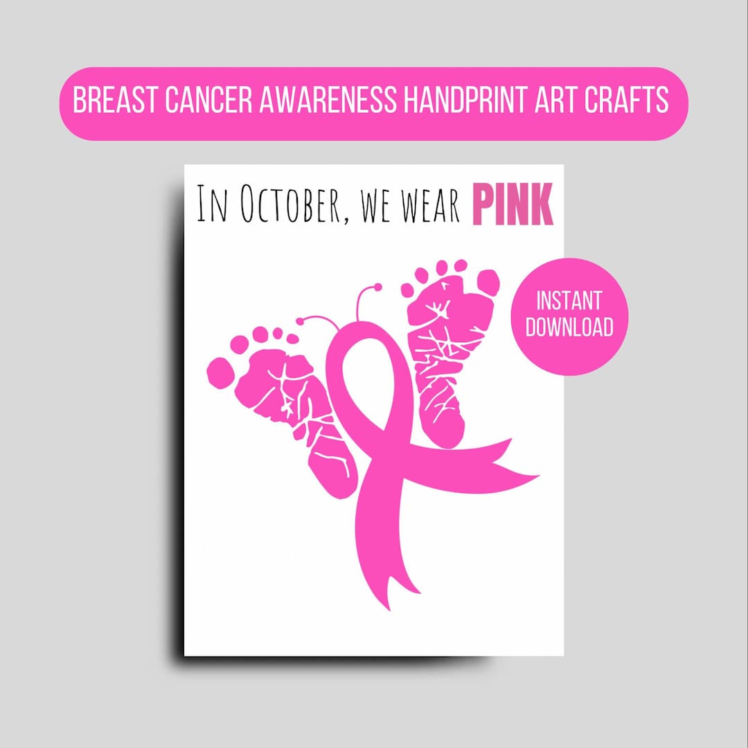 Footprint Breast Cancer Awareness Printable Kids Crafts, Gifts for Moms ...