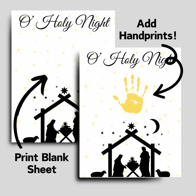 Nativity Christmas Handprint Art, O Holy Night, Sunday School Craft ...