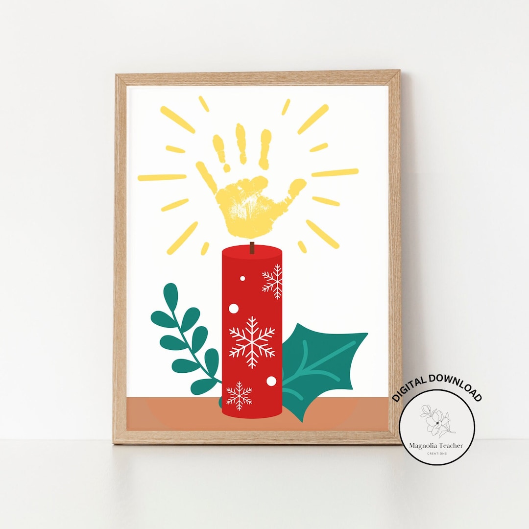 Candle Handprint Art Craft, Kids Christmas Light Sunday School Lesson ...