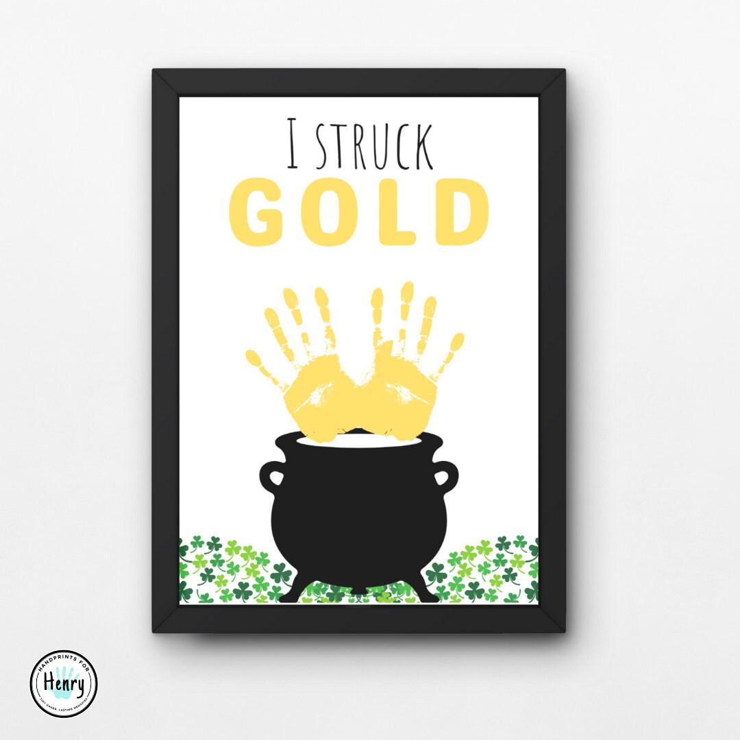 Pot of Gold St Patricks Day Handprint Art Craft, Spring Paint Play Kids ...
