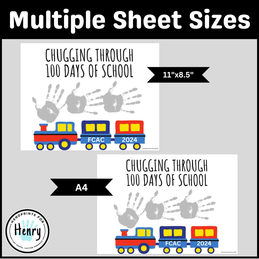 Train 100th Day of School, DIY Choo Choo Handprint Art Craft, Editable ...