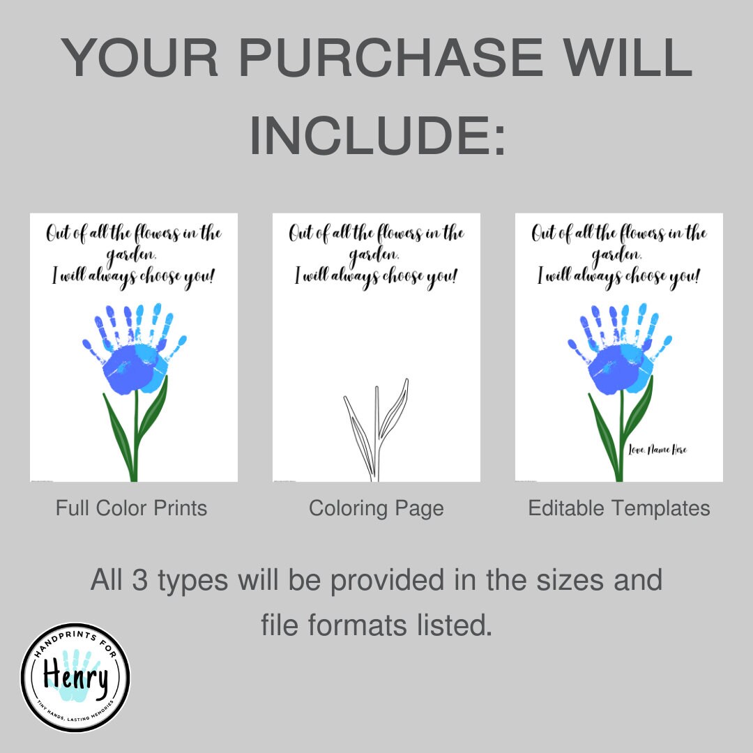 Mother's Day Flowers Handprint Craft, Spring Art Activity Toddlers Baby ...