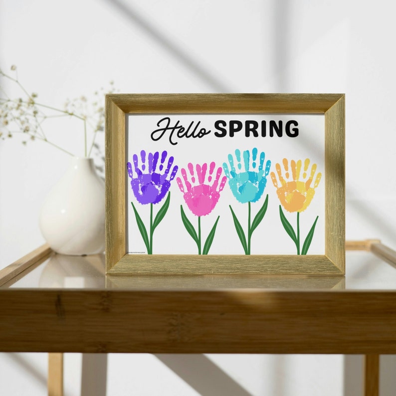 Hello Spring Flowers Handprint Craft, Easter Art Activities for ...