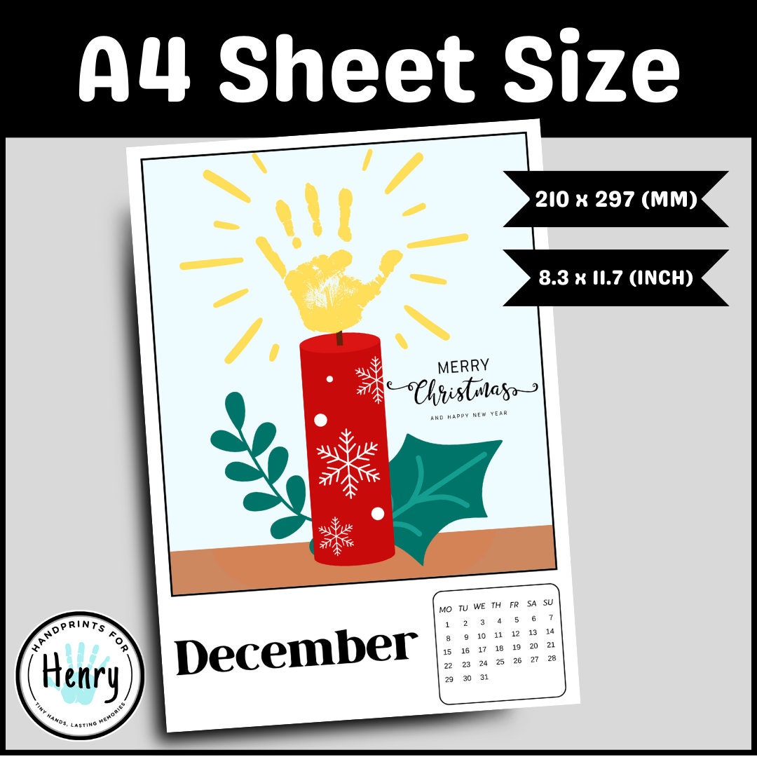 2025 Handprint & Footprint Monthly Calendar, Printable Craft Activities ...