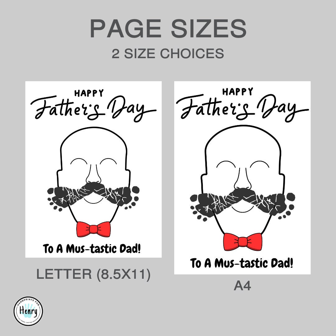 Father's Day Mustache Handprint Art Craft Activities for Kids, You're a ...