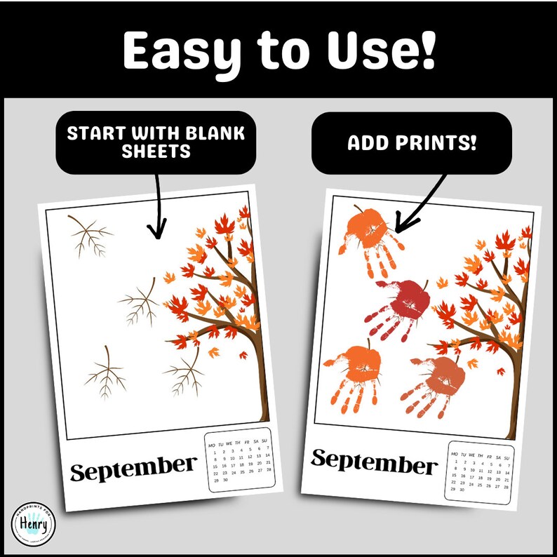 2025 Handprint & Footprint Monthly Calendar, Printable Craft Activities ...