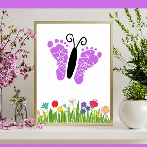 Butterfly Flower Garden Handprint Footprint Art Craft Project for Baby ...
