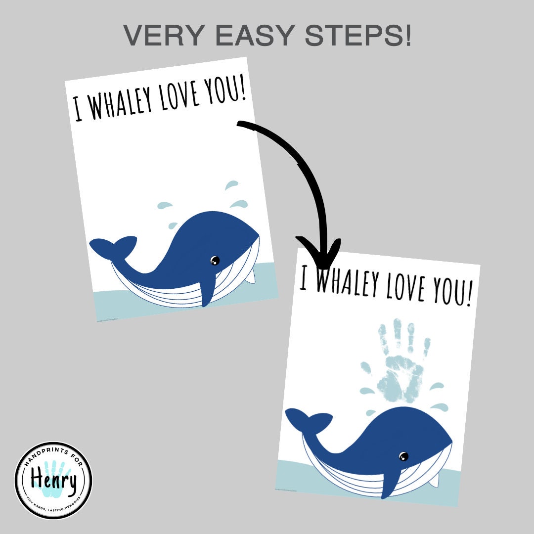 Father's Day Whale Handprint Art Craft Activities for Kids, I Whaley ...