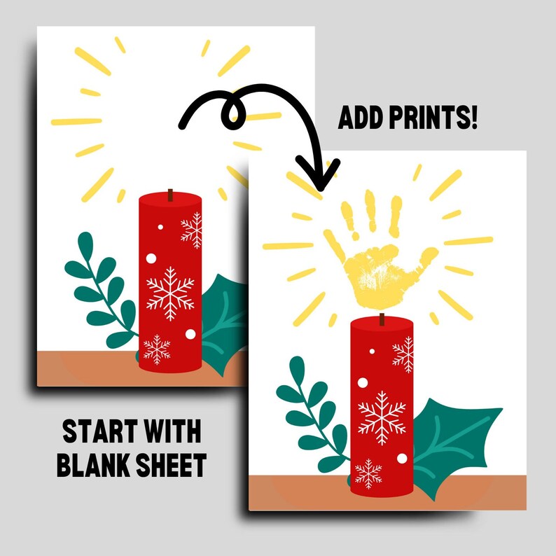 Candle Handprint Art Craft, Kids Christmas Light Sunday School Lesson ...