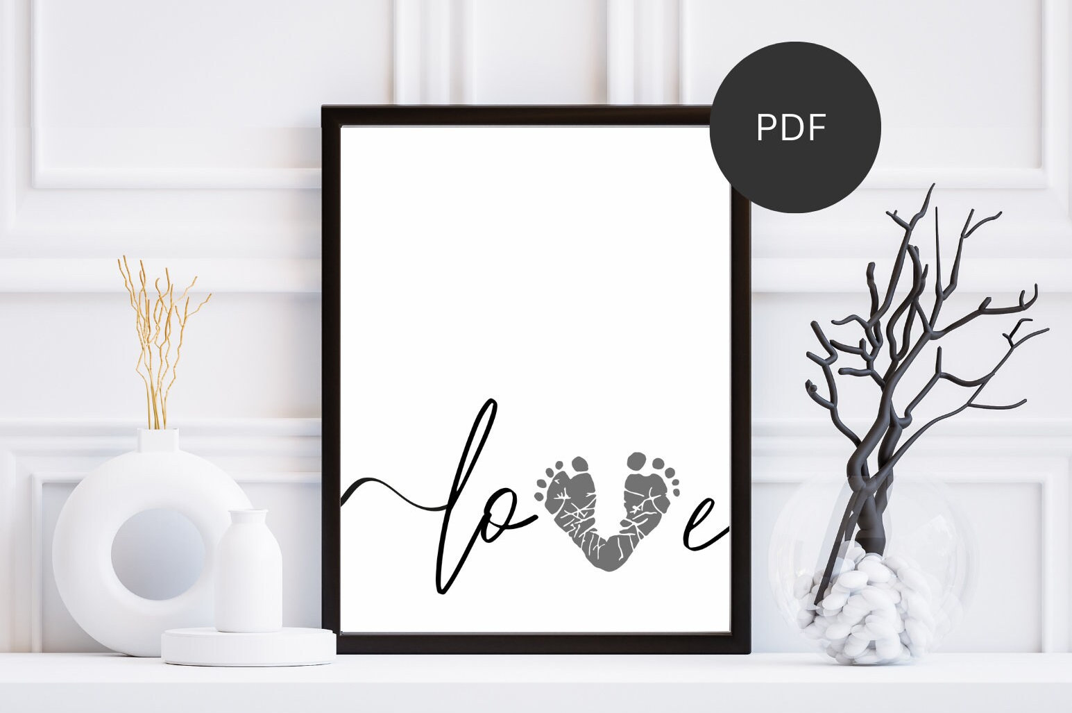 Love Footprint Wall Art Printable, Kids Foot Print Keepsake, Wall Hang ...