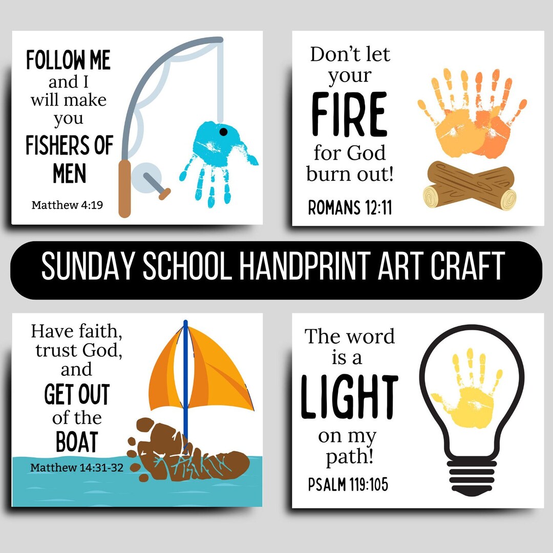 Kids Sunday School Handprint Footprint DIY Art Craft, Bible Lesson ...