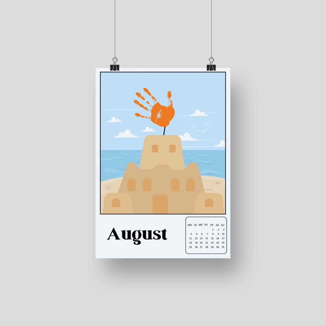 2025 Handprint & Footprint Monthly Calendar, Printable Craft Activities ...