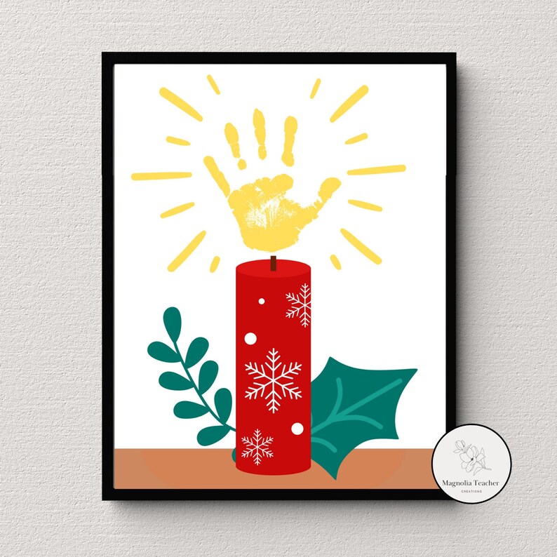 Candle Handprint Art Craft, Kids Christmas Light Sunday School Lesson ...