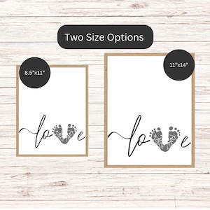 Love Footprint Wall Art Printable, Kids Foot Print Keepsake, Wall Hang ...