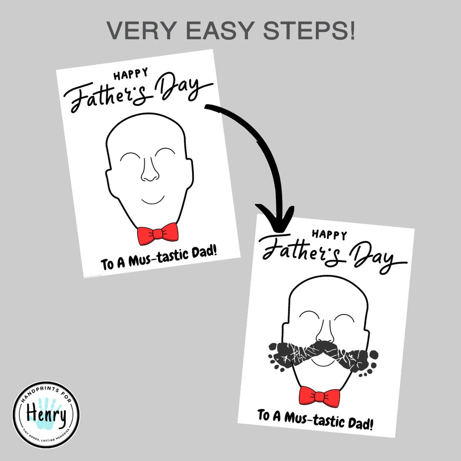 Father's Day Mustache Handprint Art Craft Activities for Kids, You're a ...