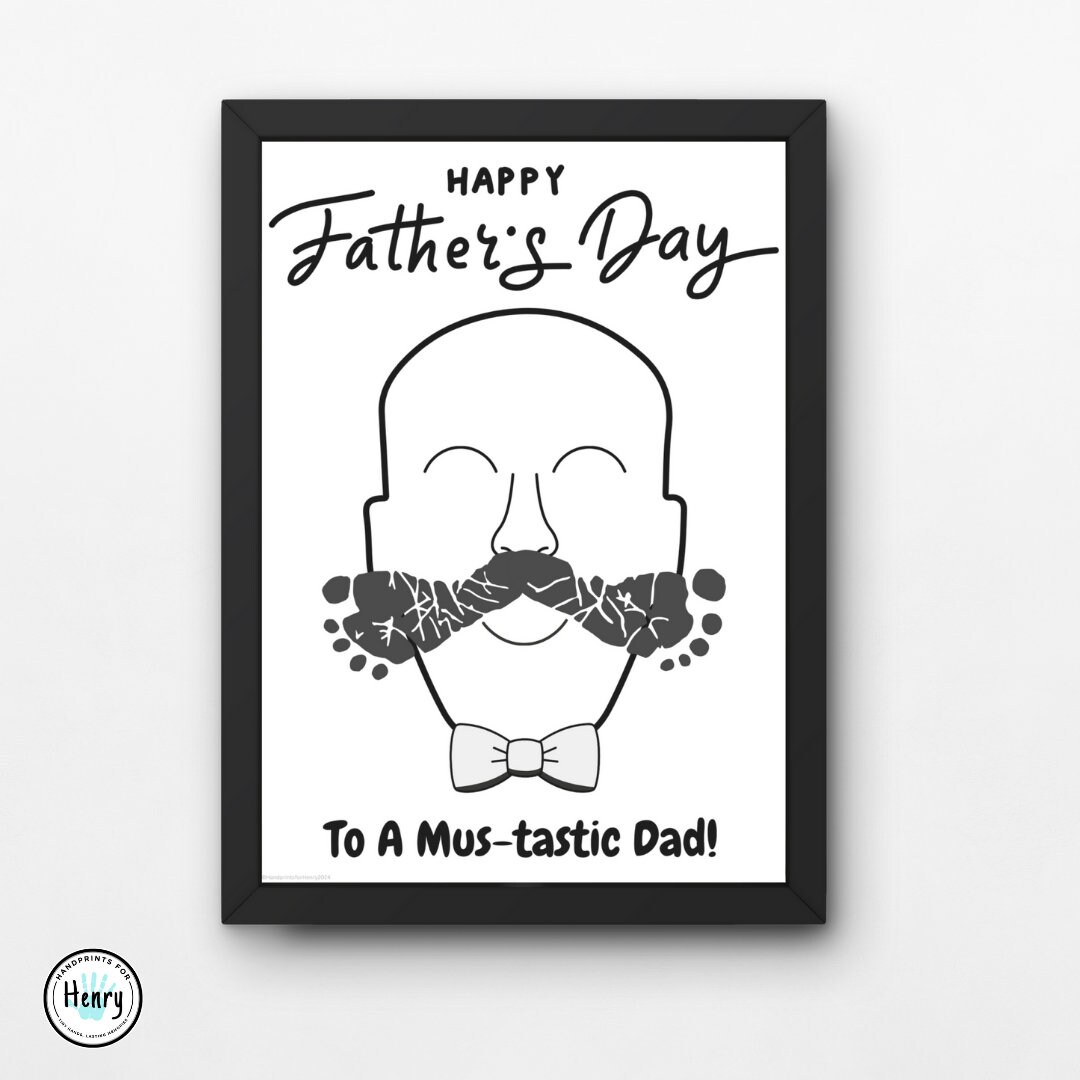 Father's Day Mustache Handprint Art Craft Activities for Kids, You're a ...