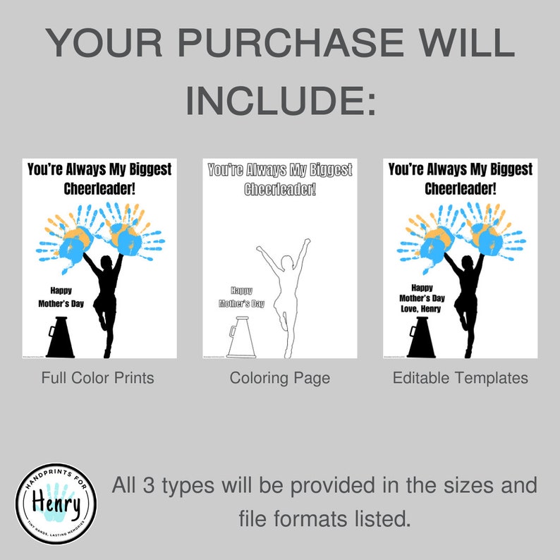 Mother's Day Cheer Handprint Craft, Cheerleader Spring Art Activity ...