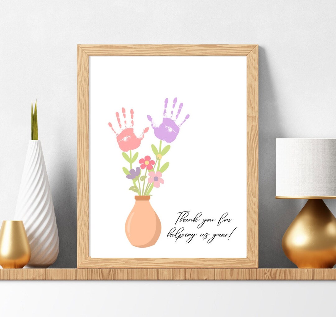 Custom Art Handprint Love Keepsake Floral Bouquet Mom Mother - Etsy