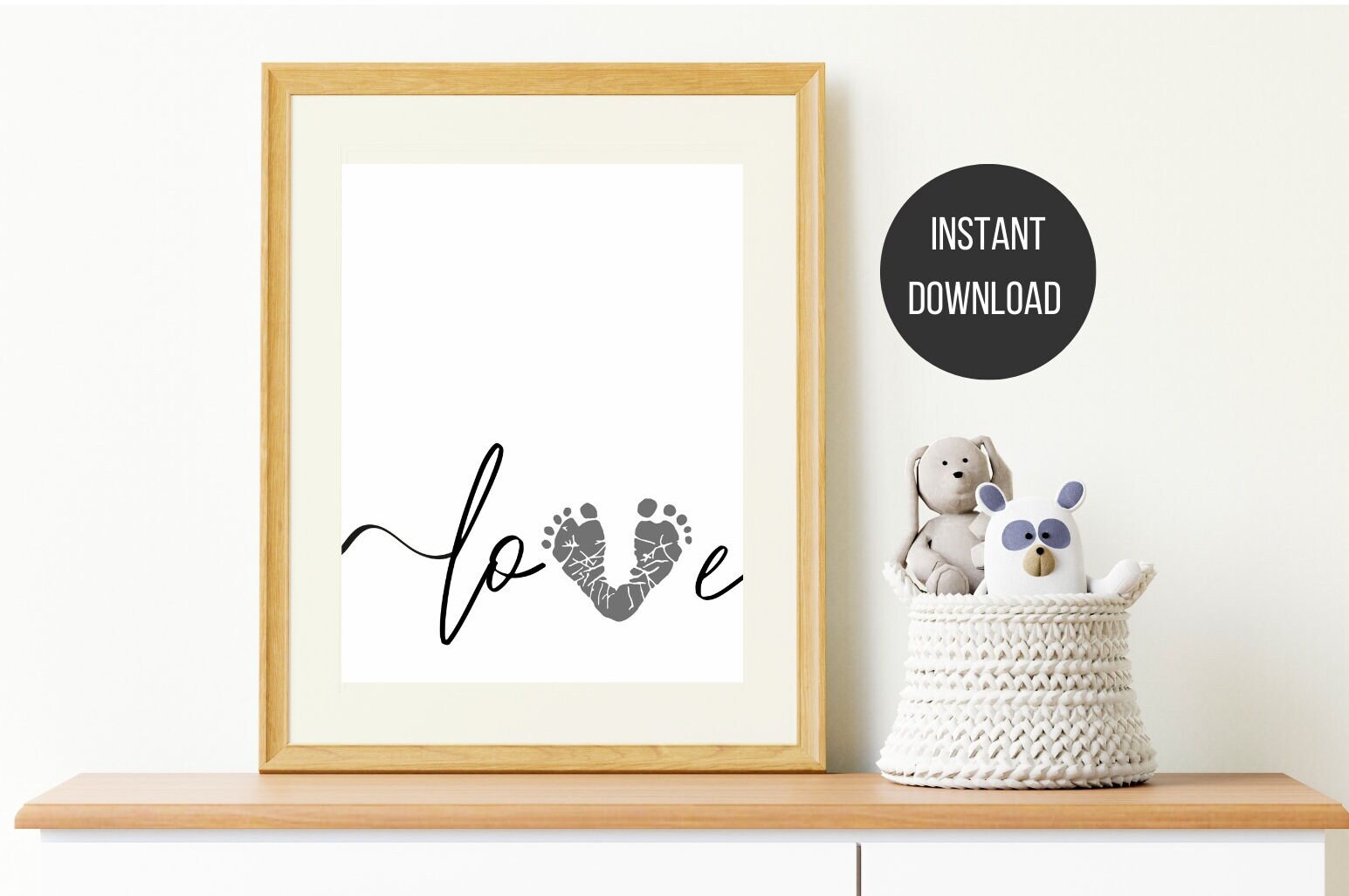 Love Footprint Wall Art Printable, Kids Foot Print Keepsake, Wall Hang ...