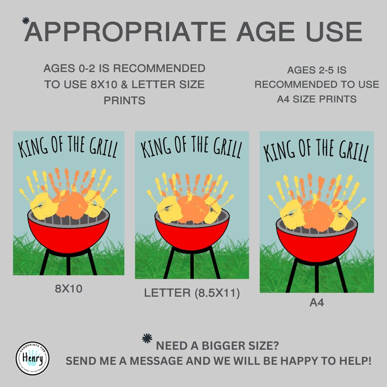 Father's Day Grill Master Handprint Art Craft Activities for Kids, King ...