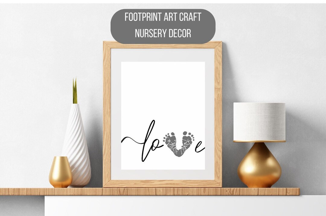 Love Footprint Wall Art Printable, Kids Foot Print Keepsake, Wall Hang ...