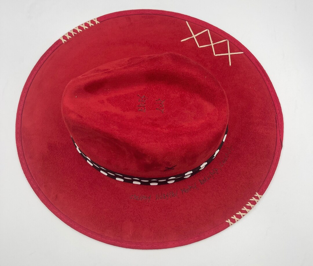 Boho Hat, Fedora Hat,custom, Ecco Suede Red Scarlet - Etsy