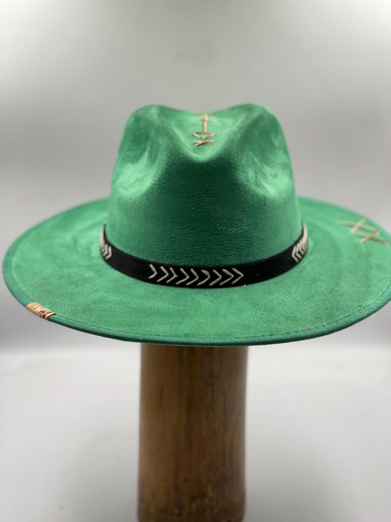 Boho Hat, Fedora Hat, Ecco Suede Esmeralda - Etsy