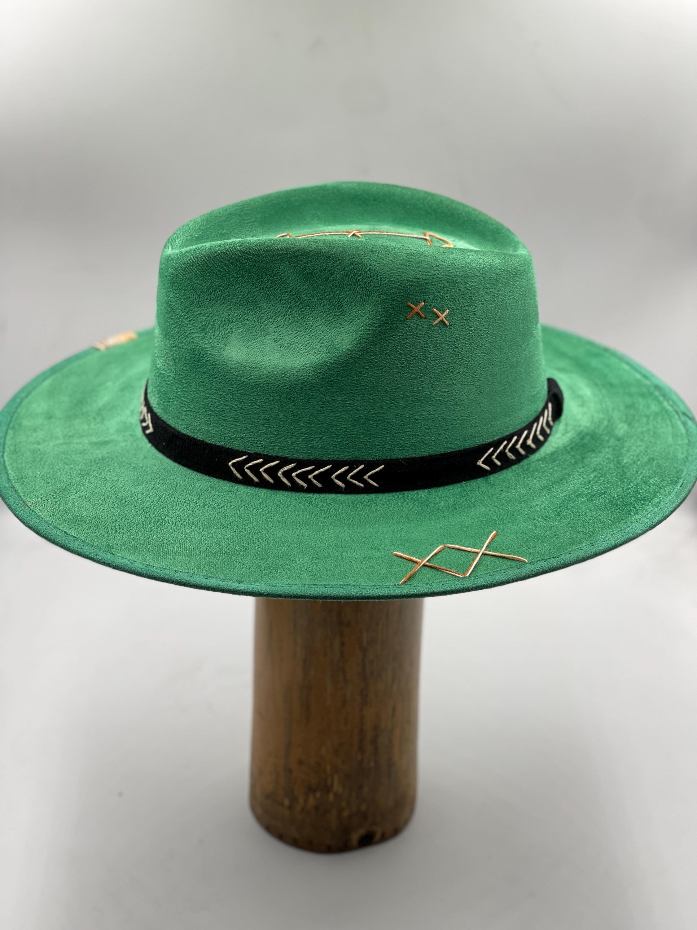 Boho Hat, Fedora Hat, Ecco Suede Esmeralda - Etsy