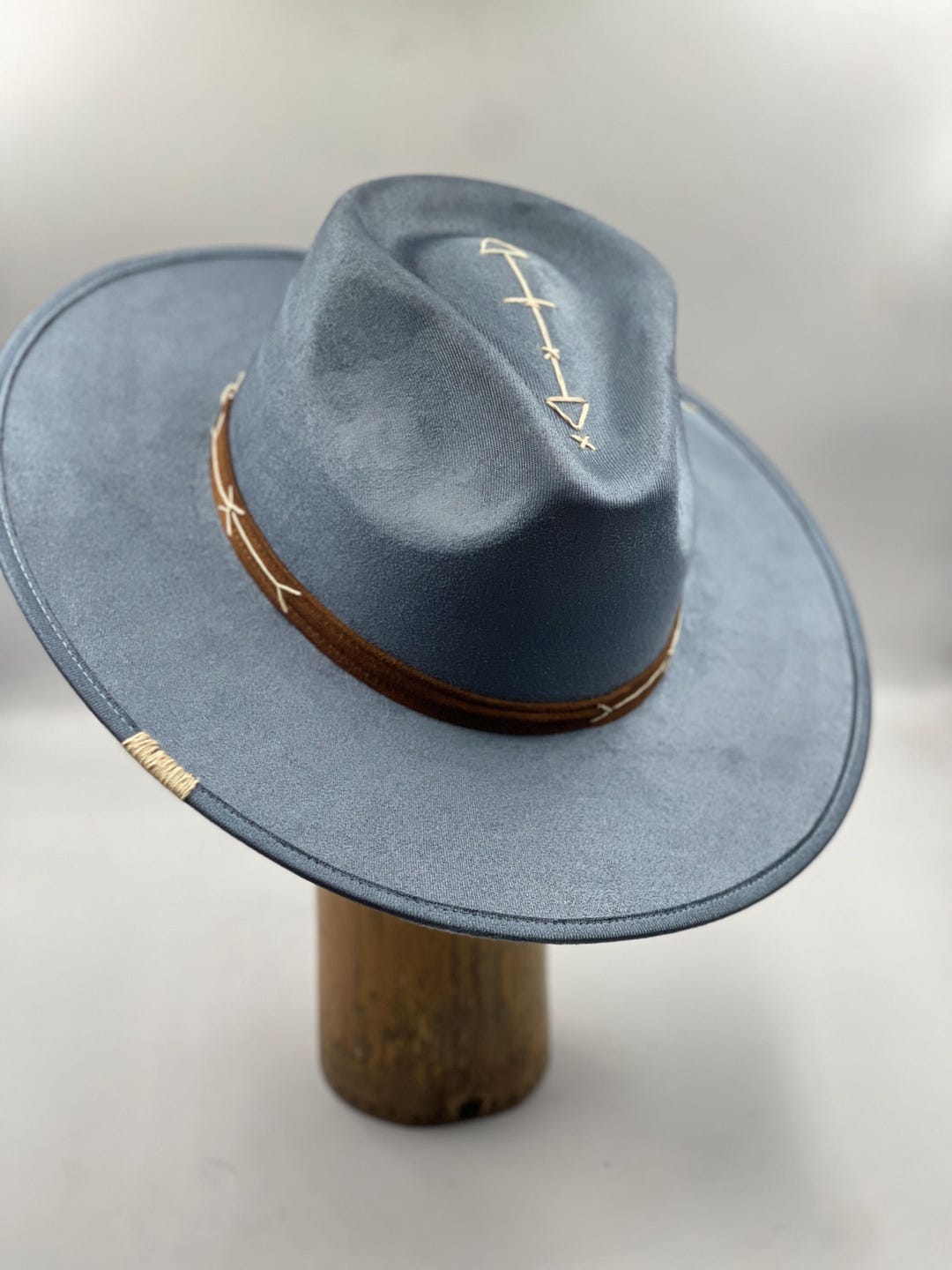 Boho Hat, Fedora Hat, Ecco Suede Dodge Azul - Etsy