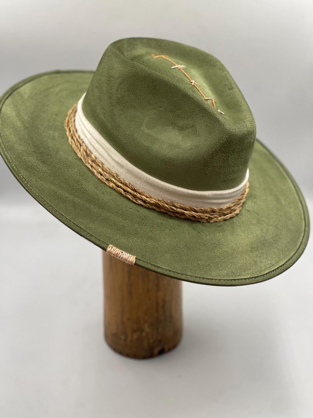 Boho Hat, Fedora Hat, Ecco Suede Green Pistachio - Etsy