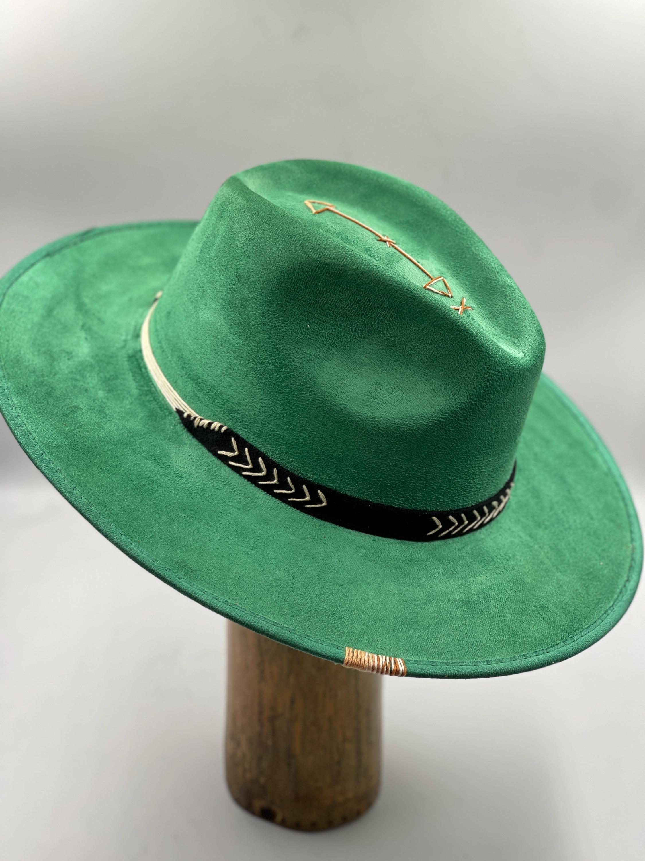 Boho Hat, Fedora Hat, Ecco Suede Esmeralda - Etsy