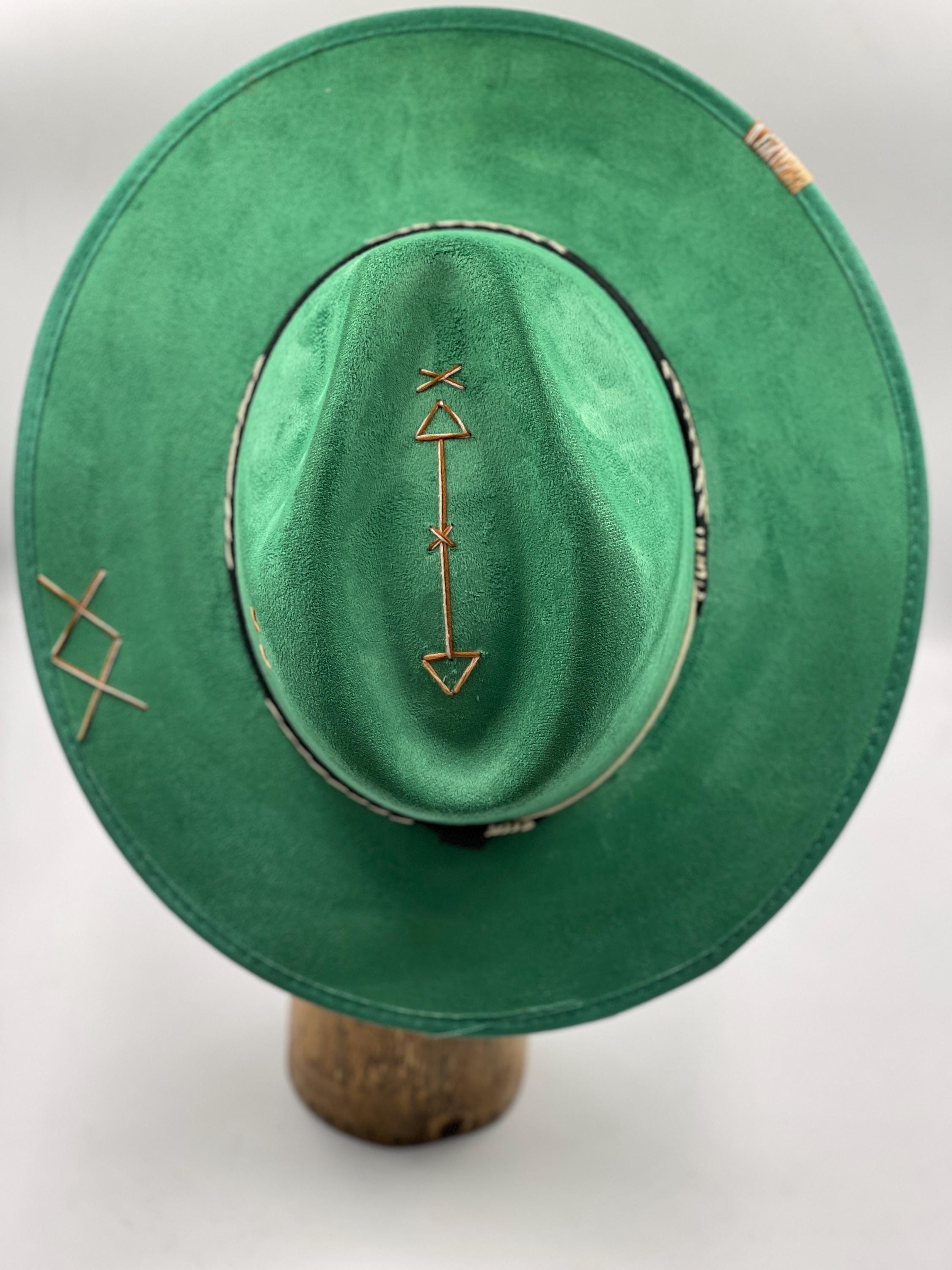 Boho Hat, Fedora Hat, Ecco Suede Esmeralda - Etsy