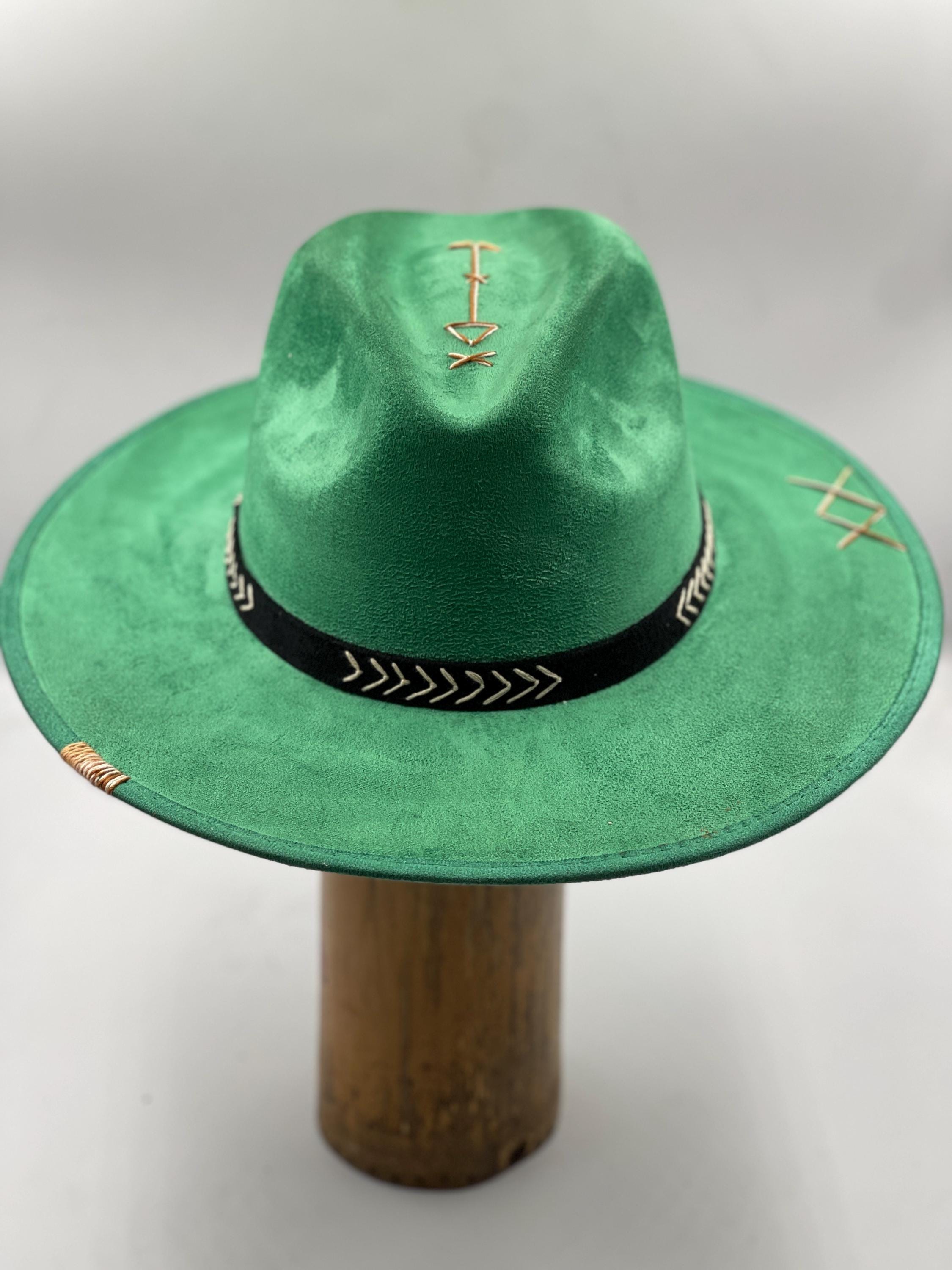 Boho Hat, Fedora Hat, Ecco Suede Esmeralda - Etsy
