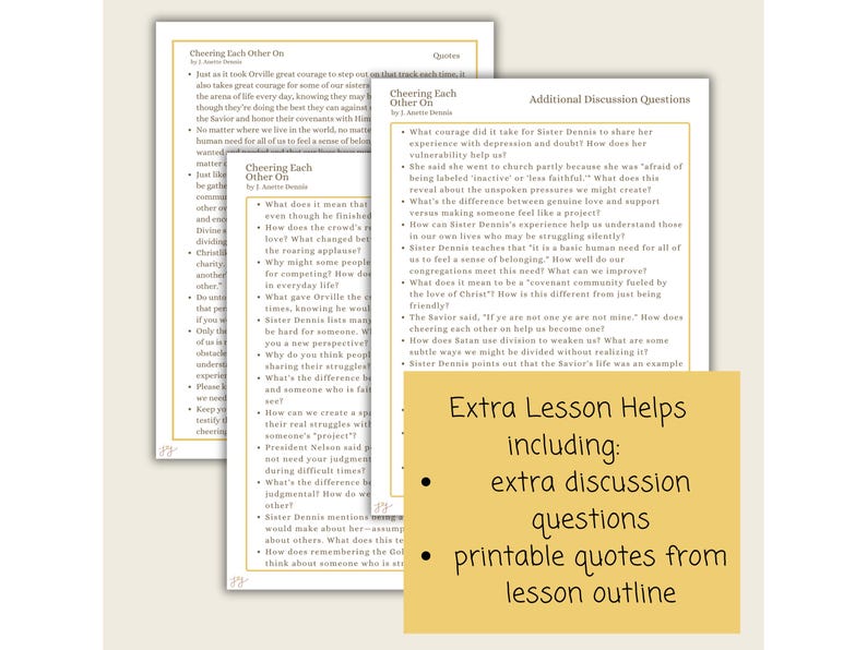 Cheering Each Other on - J. Anette Dennis, Lesson Outline, Study Guide ...