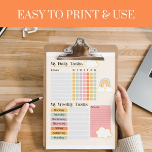 Printable Chore Chart Rainbow Theme Kids Chore Chart Kids - Etsy