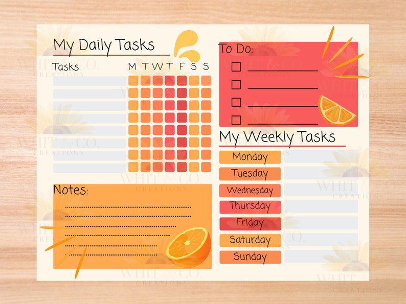 Printable Chore Chart Orange Theme Kids Chore Chart Kids - Etsy