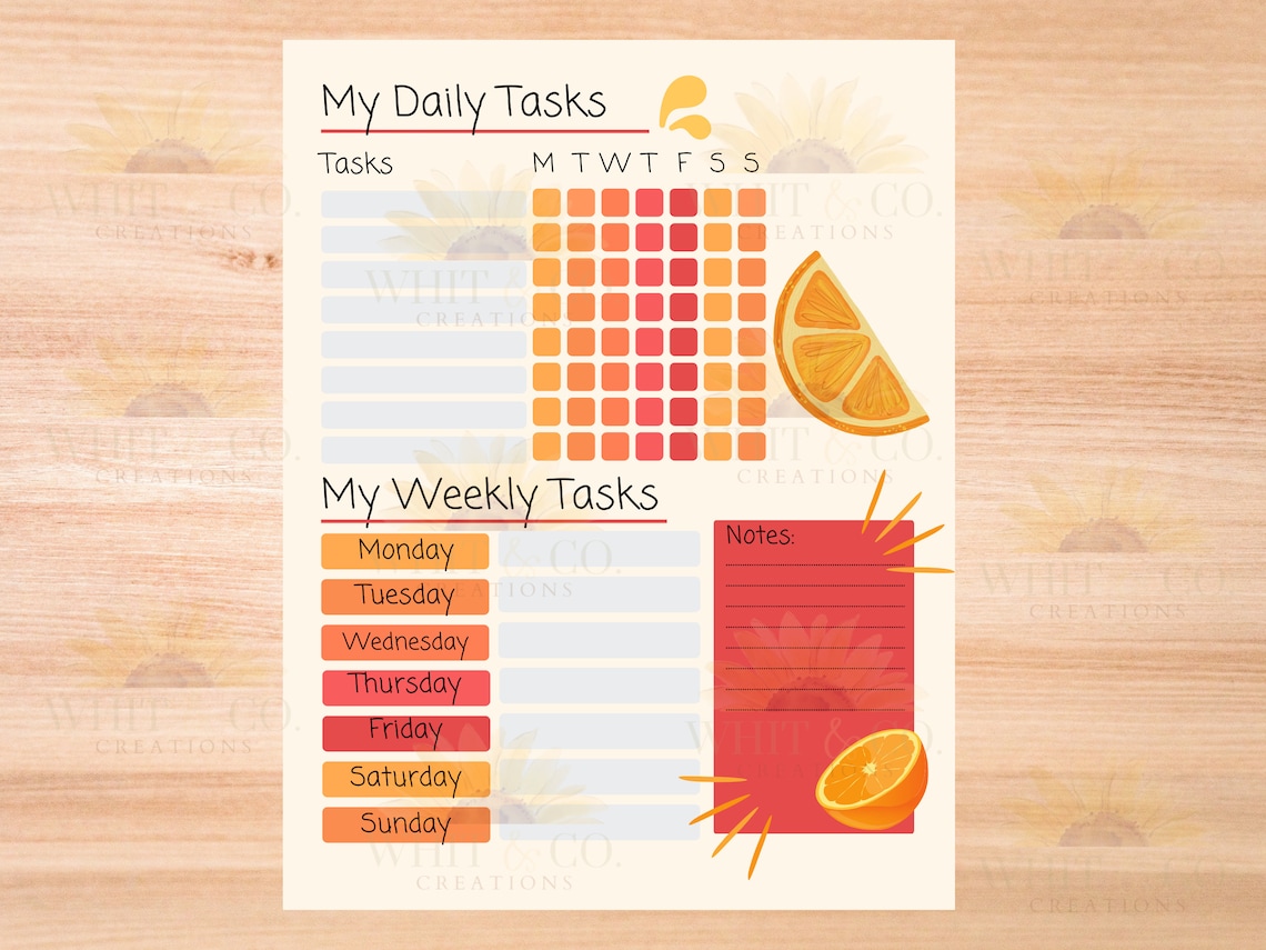 Printable Chore Chart Orange Theme Kids Chore Chart Kids - Etsy