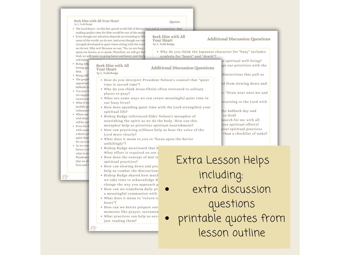 Seek Him With All Your Heart - L. Todd Budge, Lesson Outline, Study ...