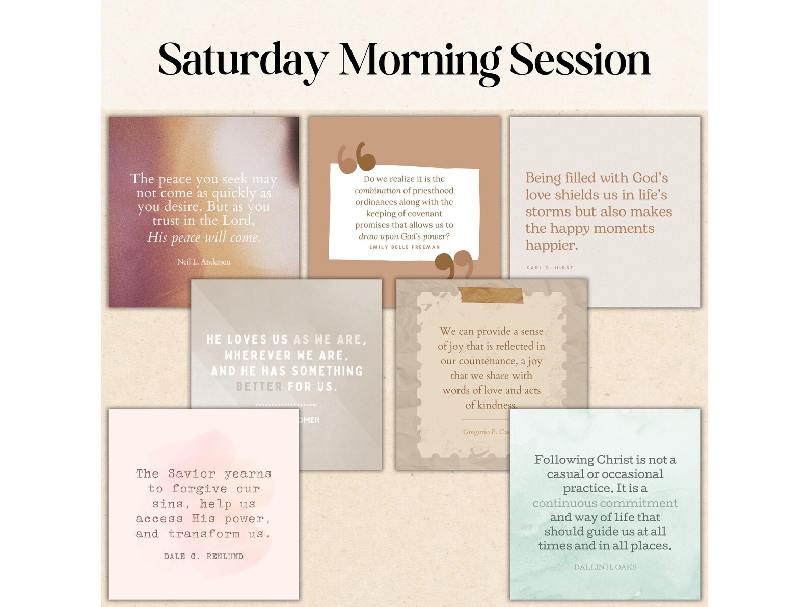 October 2024 General Conference Quotes, 34 Quotes, Handout, Ministering ...
