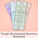 Temple Recommend Questions Bookmark, Latter-day Saint Young Women ...