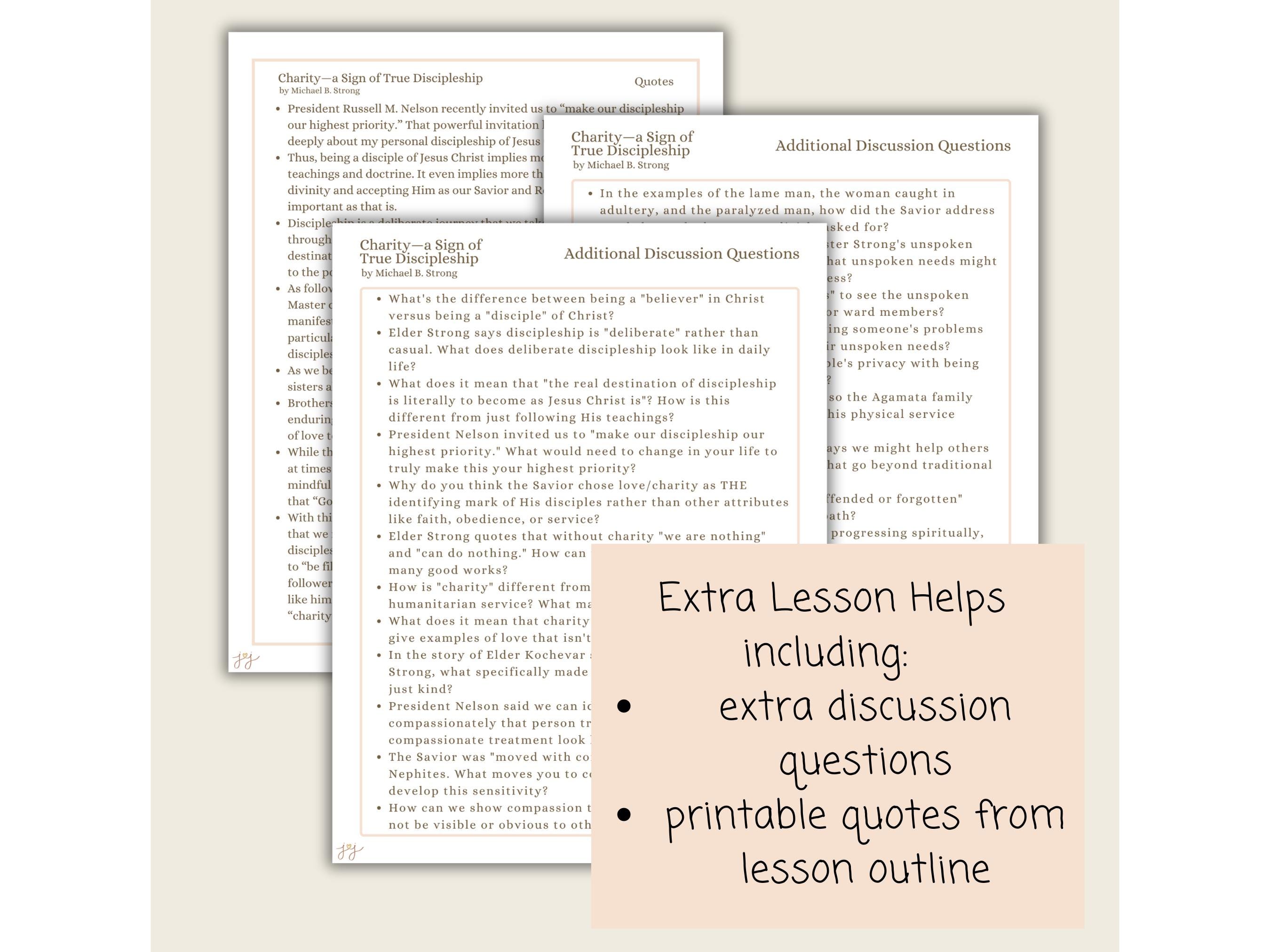 Charity—a Sign of True Discipleship - Michael B. Strong, Lesson Outline ...