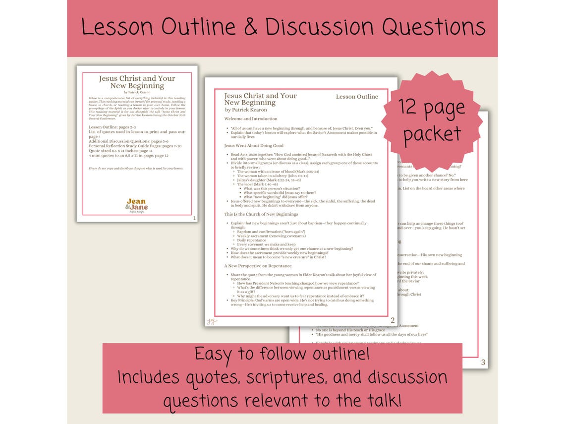 Jesus Christ and Your New Beginning - Patrick Kearon, Lesson Outline ...