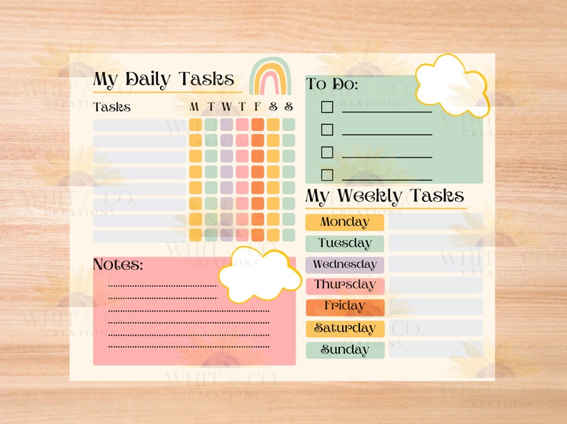Printable Chore Chart Rainbow Theme Kids Chore Chart Kids - Etsy