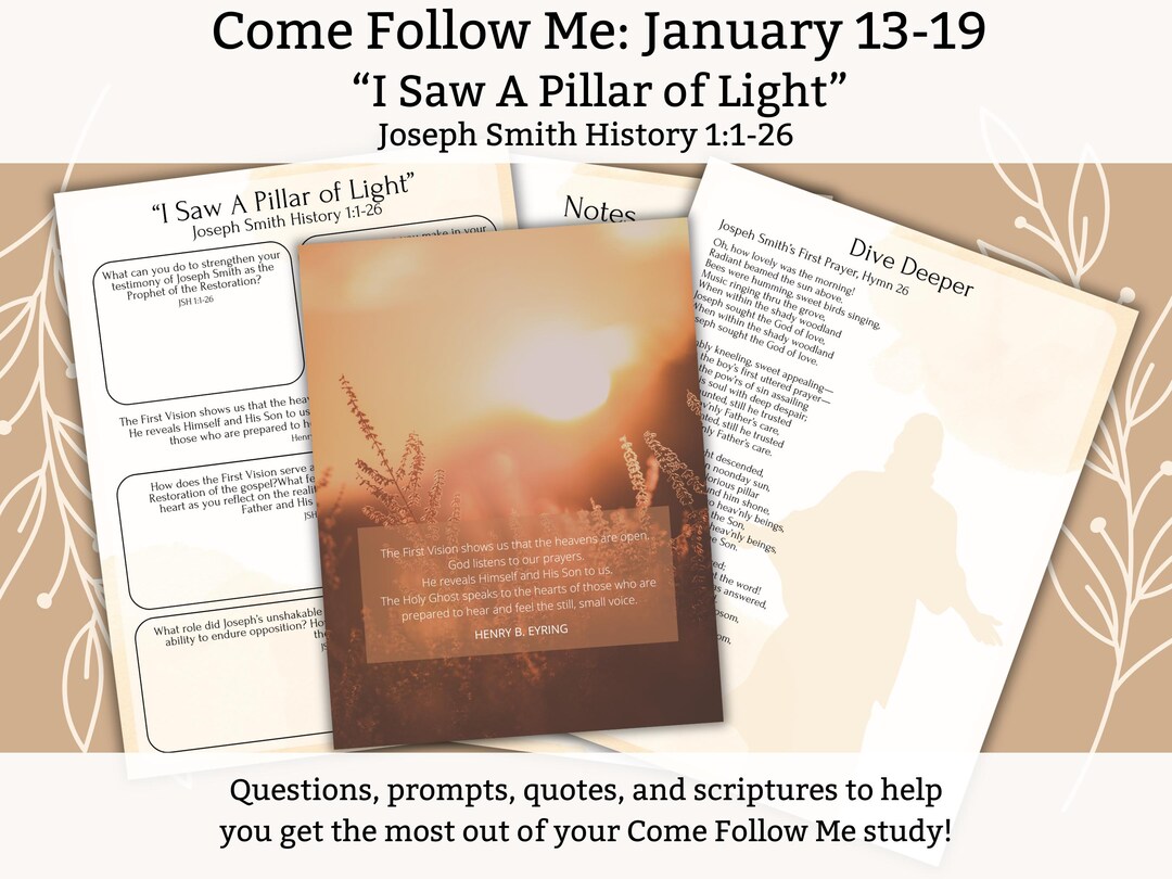 I Saw A Pillar of Light, Come Follow Me, January 19, Lesson Worksheet ...