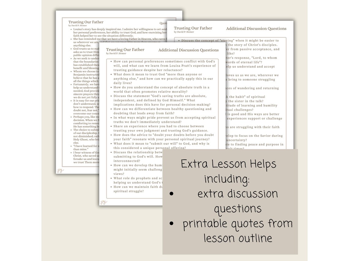Trusting Our Father - David P. Homer, Lesson Outline, Study Guide ...