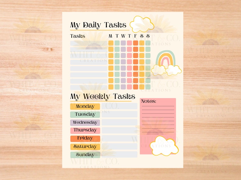 Printable Chore Chart Rainbow Theme Kids Chore Chart Kids - Etsy