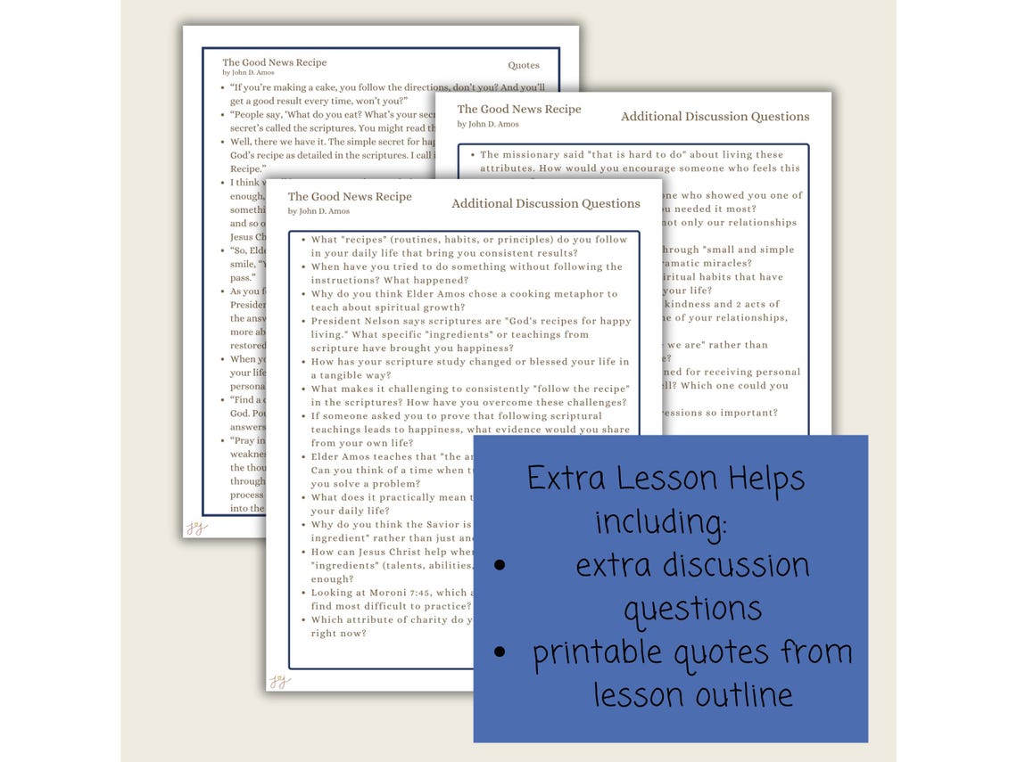 The Good News Recipe - John D. Amos, Lesson Outline, Study Guide ...